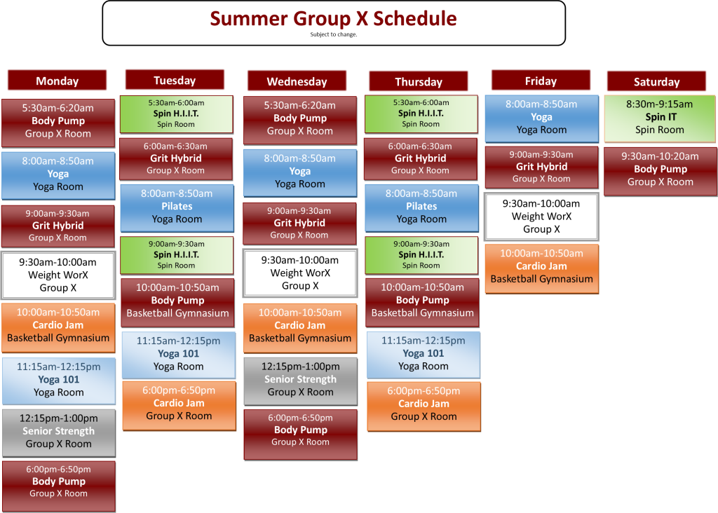 Group X Schedule – Mt Hood Athletic Club