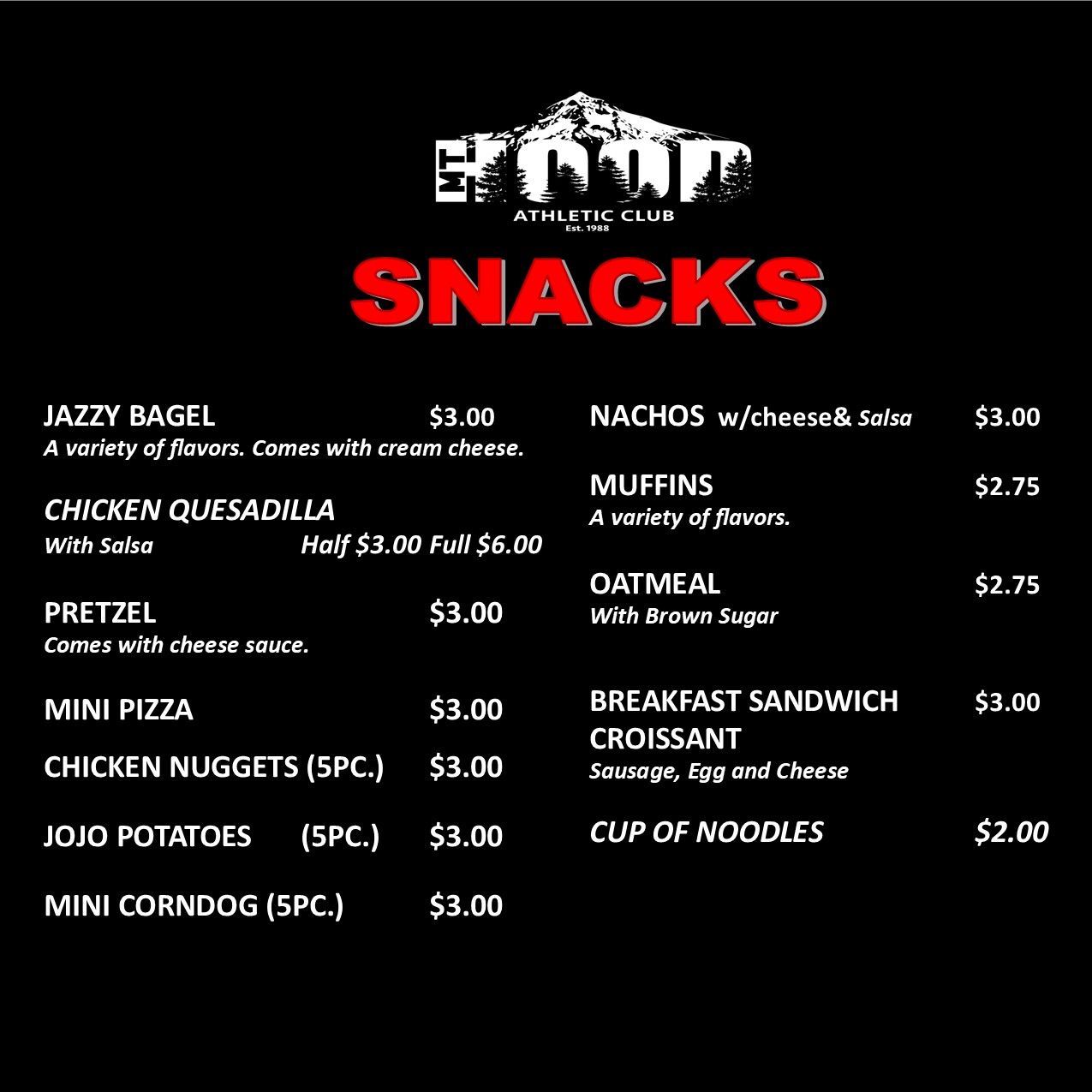 Club Cafe’ - Mt Hood Athletic Club